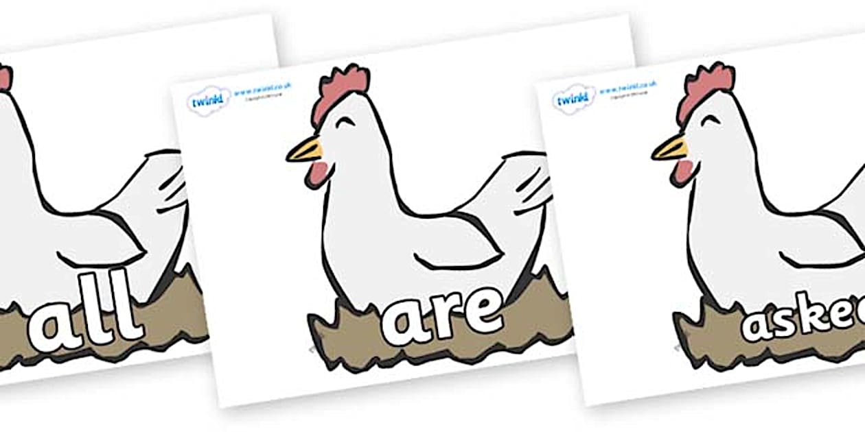 Cursive Tricky Words on Hens (teacher made) - Twinkl