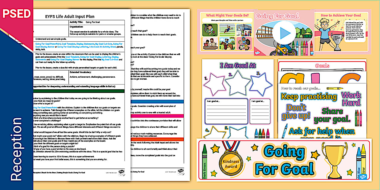 EYFS PSED Going For Goal Adult Input Plan and Resource Pack
