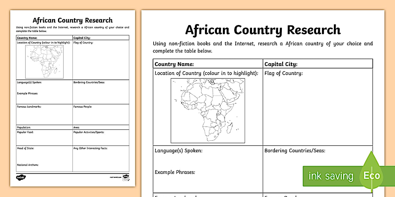 African Country Research Worksheet