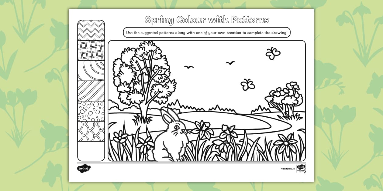 Spring Colour with Patterns Activity (teacher made) - Twinkl