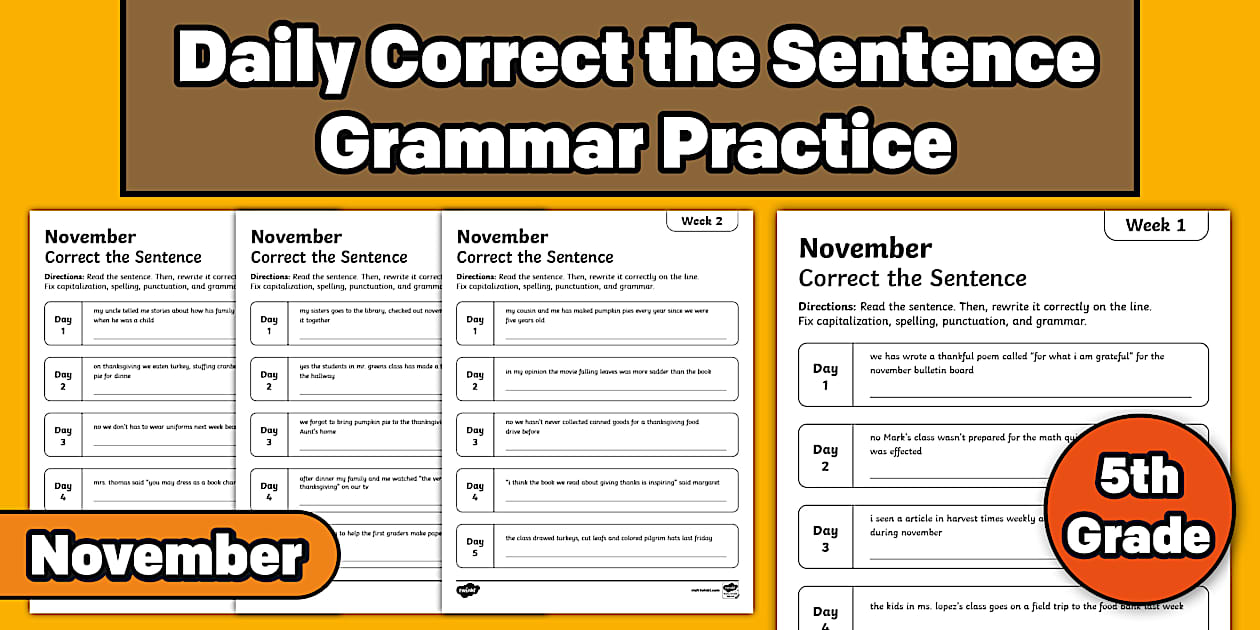 Fifth November Daily Correct the Sentence Grammar Practice