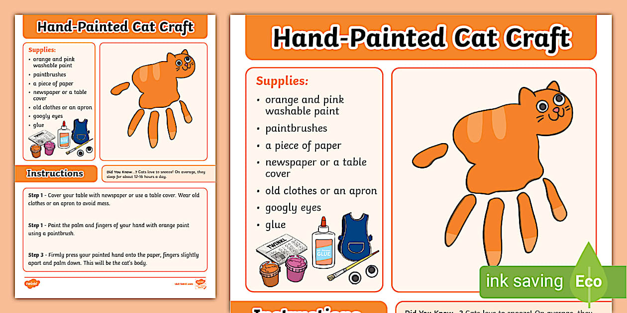 Cat Hand Painting Craft (profesor hizo) - Twinkl
