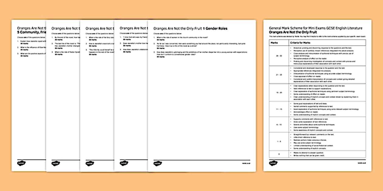 GCSE Oranges Are Not the Only Fruit Mini Exam Pack - Twinkl