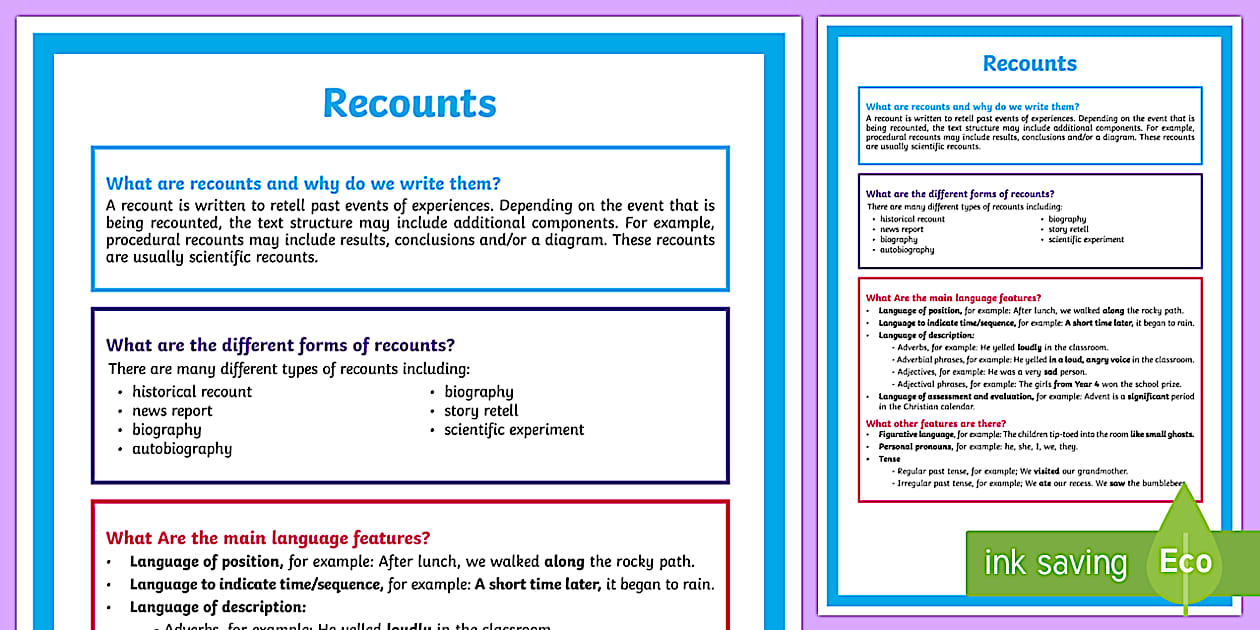 What is a Recount? A4 Display Poster (teacher made) - Twinkl
