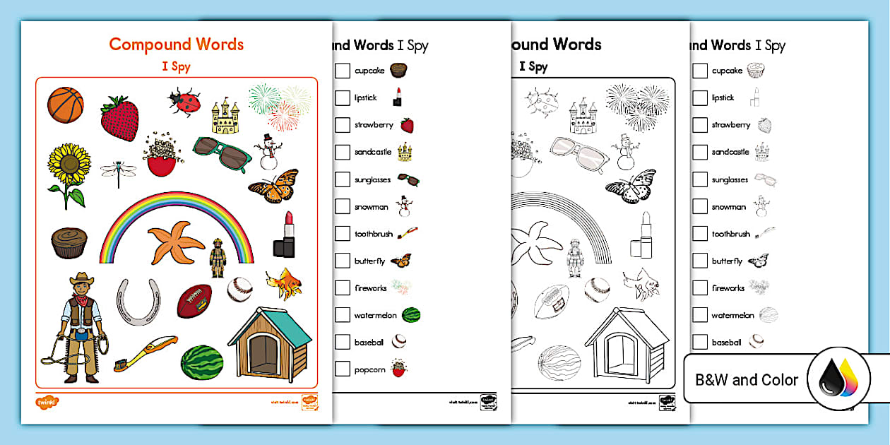 Compound Words I Spy Activity for 2nd-3rd Grade - Twinkl