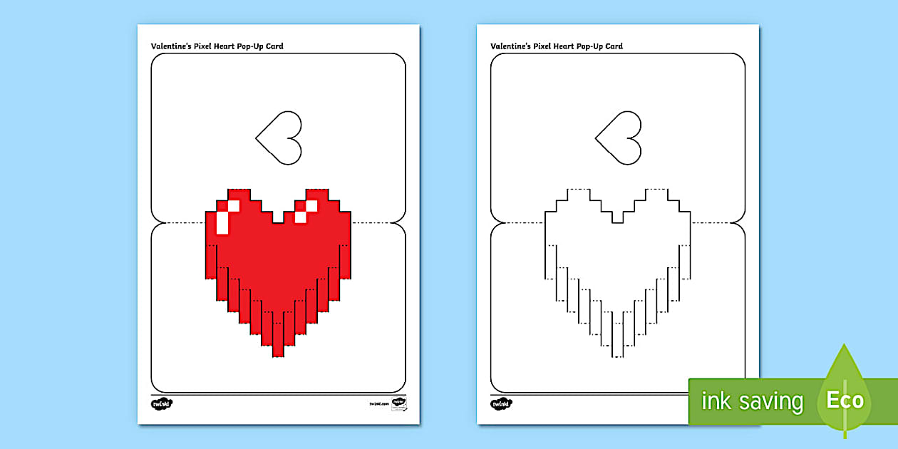 Simple Valentine's Pixel Heart Pop Up Card Paper Craft