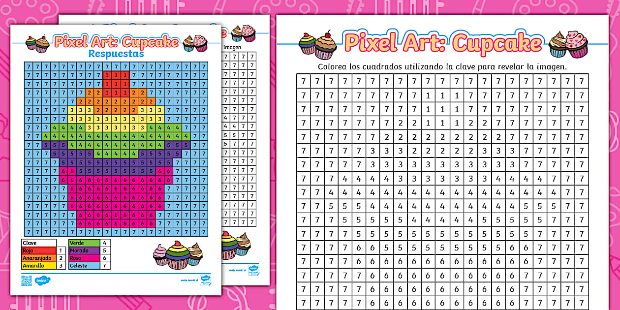 Pixel Art: Cupcake (teacher made) - Twinkl