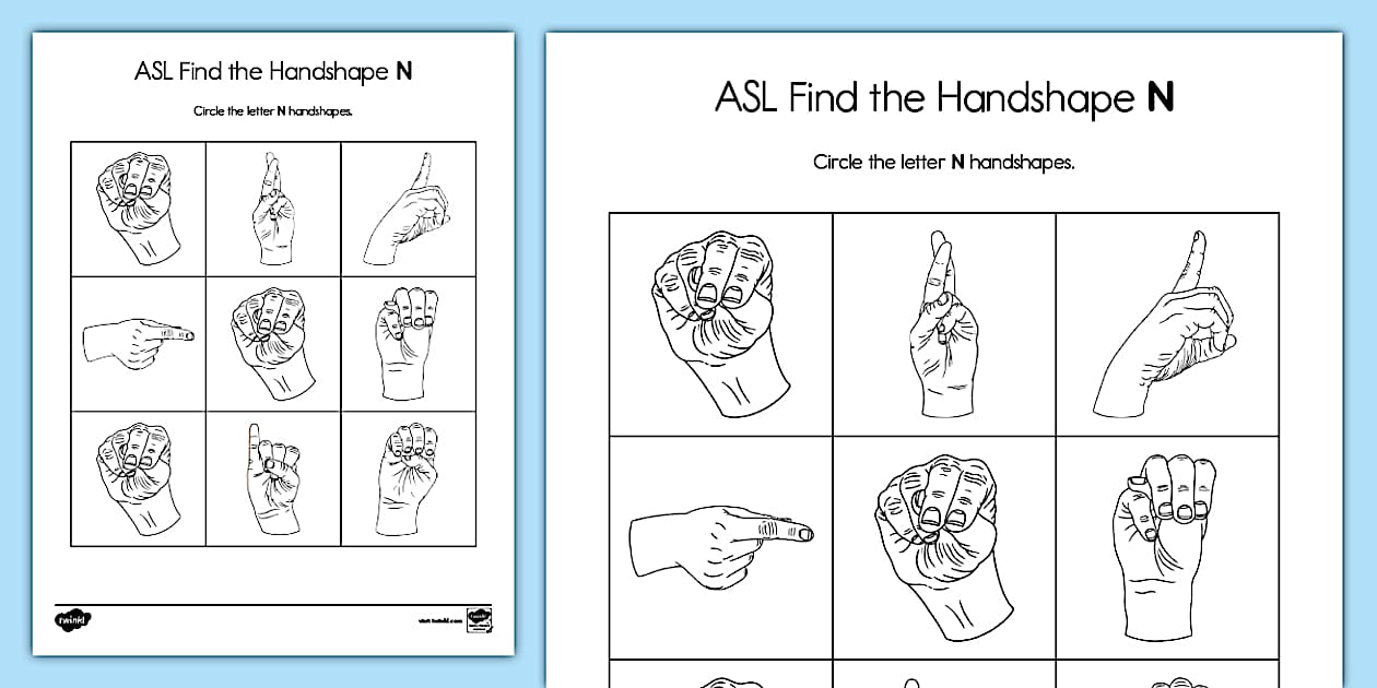 ASL Find the Handshape Letter N (teacher made) - Twinkl