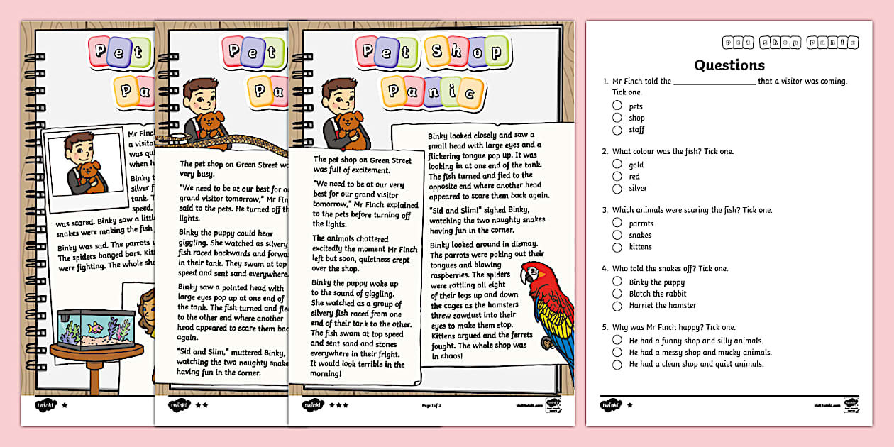 Pet Shop Reading Comprehension Activity | Twinkl | KS1