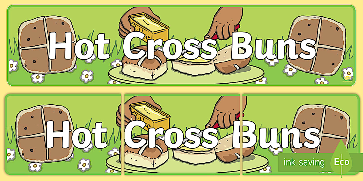 Cursive Hot Cross Buns Display Banner (teacher made)