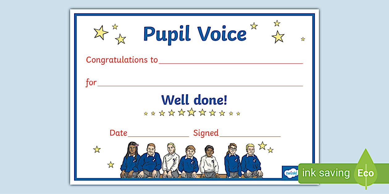 Pupil Voice Certificate (teacher made) - Twinkl