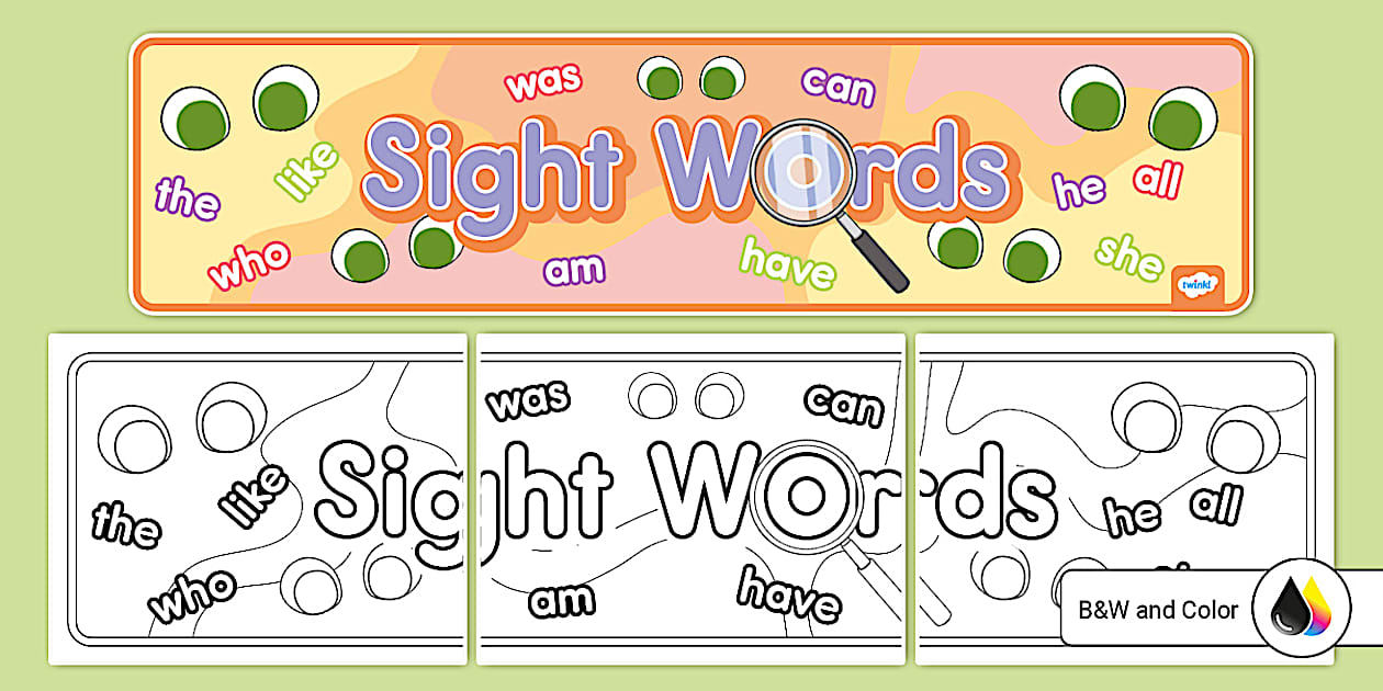 Kindergarten Sight Words Banner