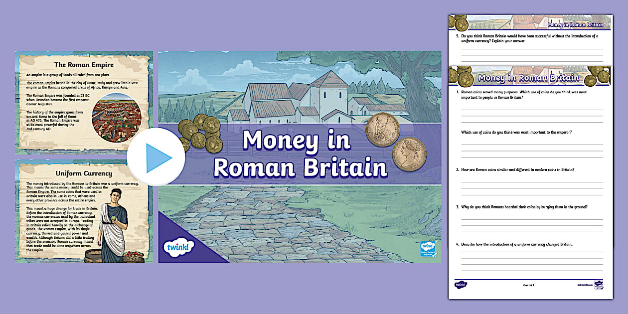 Money in Roman Britain PowerPoint and Activity Sheet Twinkl