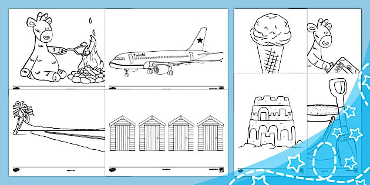 Vacanța de vară la mare – Desene de colorat - Twinkl