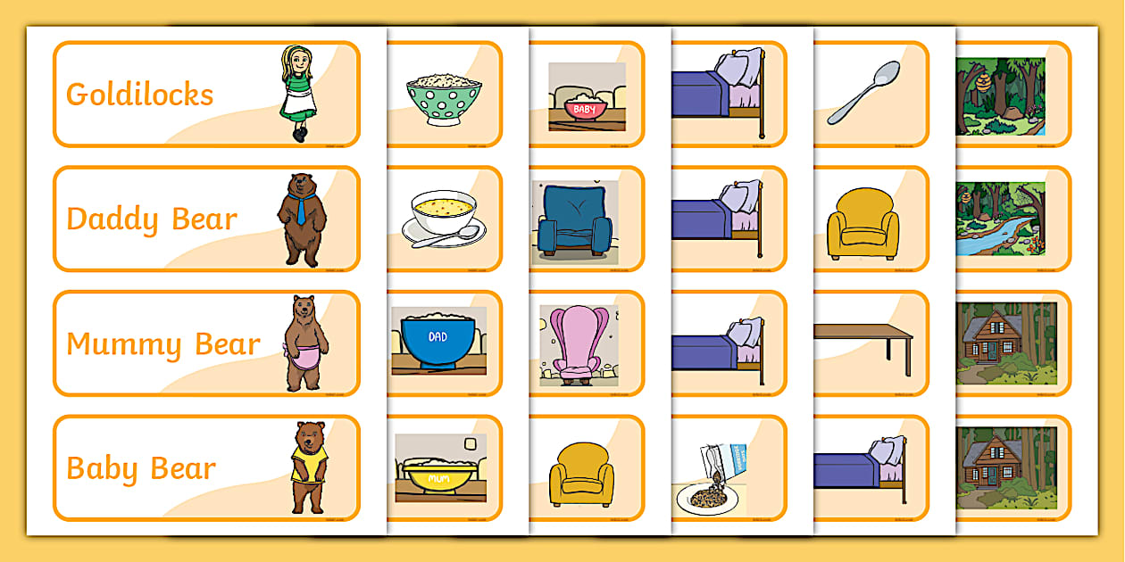 Goldilocks and the Three Bears Word Cards (teacher made)