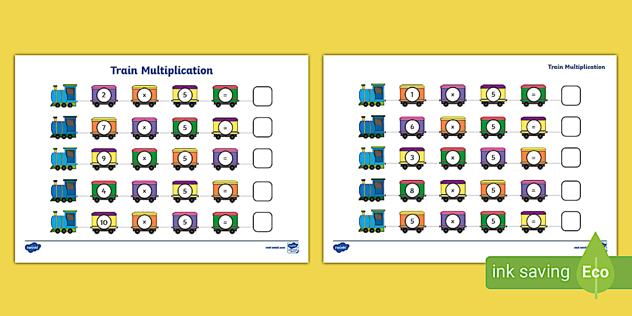 👉 Train Multiplication Worksheet - Twinkl