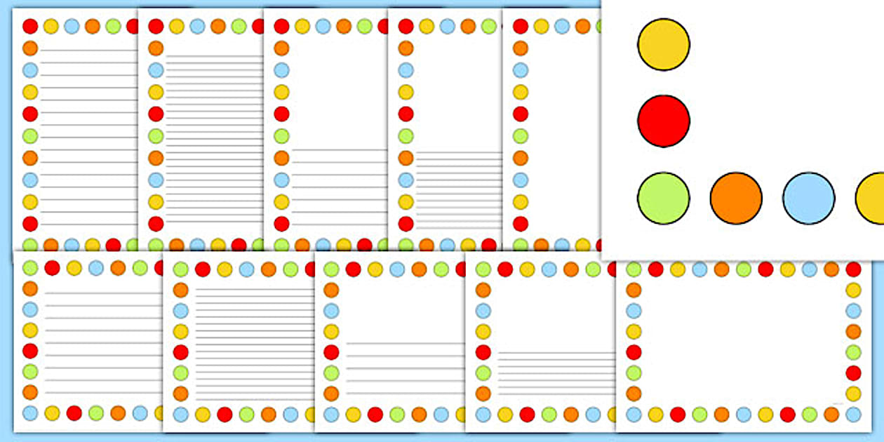 👉 Multicoloured Polka Dot Page Borders (teacher made)