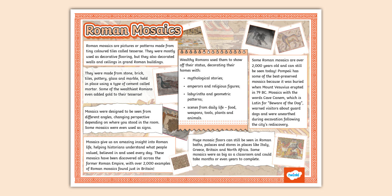 * NEW * Roman Mosaics Information Display Poster - Twinkl