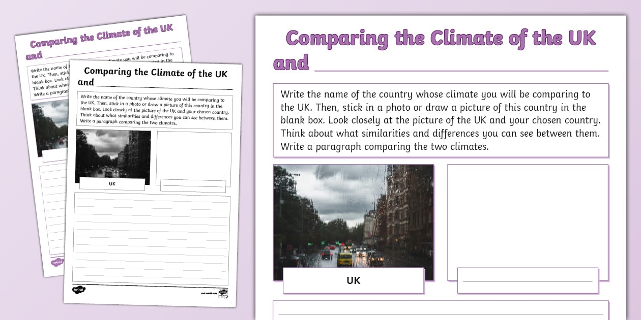 Comparing the Climate of UK and Another Country Worksheet