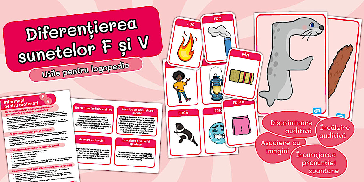 Diferențierea sunetelor F V Activități de pronunție corectă