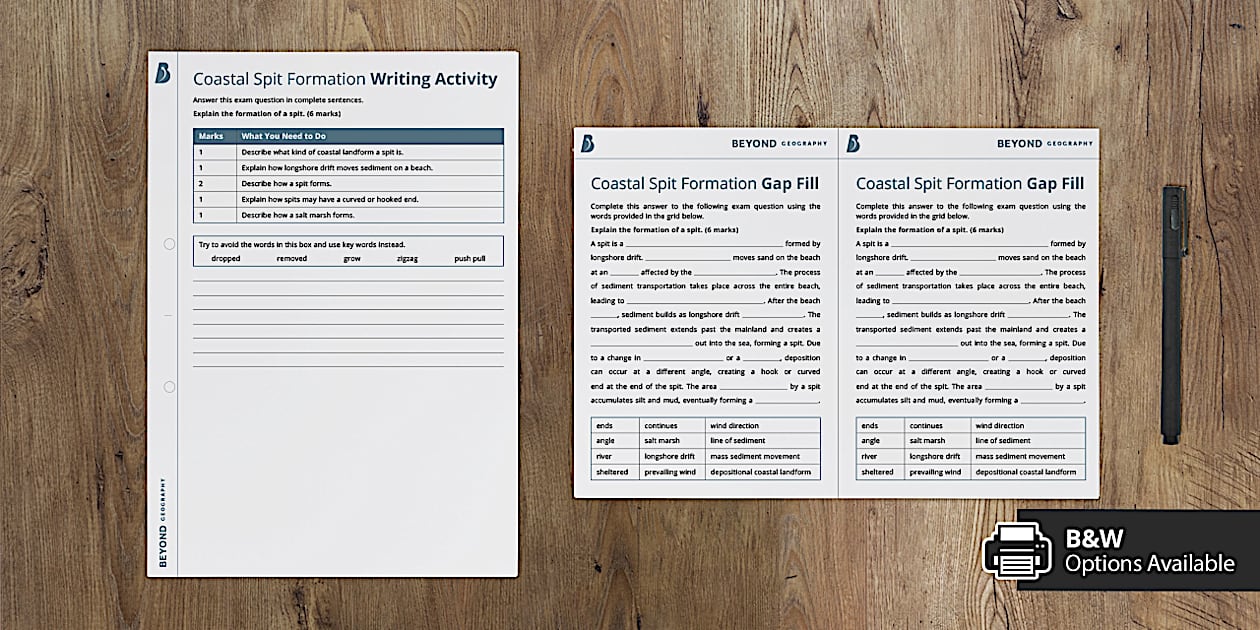 Coastal Spit Formation Writing Activity (teacher made)