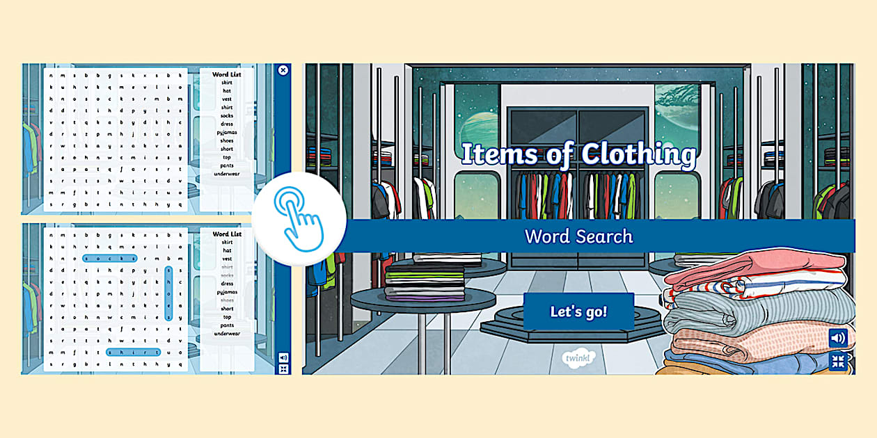 Items of Clothing Word Search (teacher made) - Twinkl