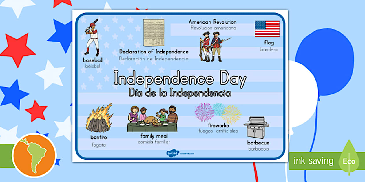 Independence Day Word Mat English/Spanish - Inglés E.E.U.U ...
