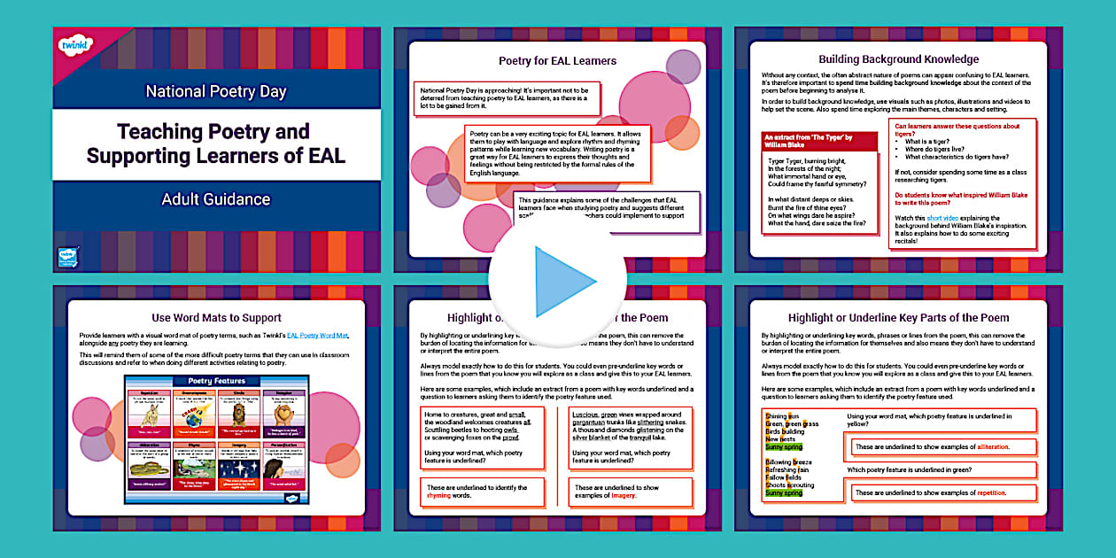 Teaching Poetry & Supporting Learners of EAL Adult Guidance