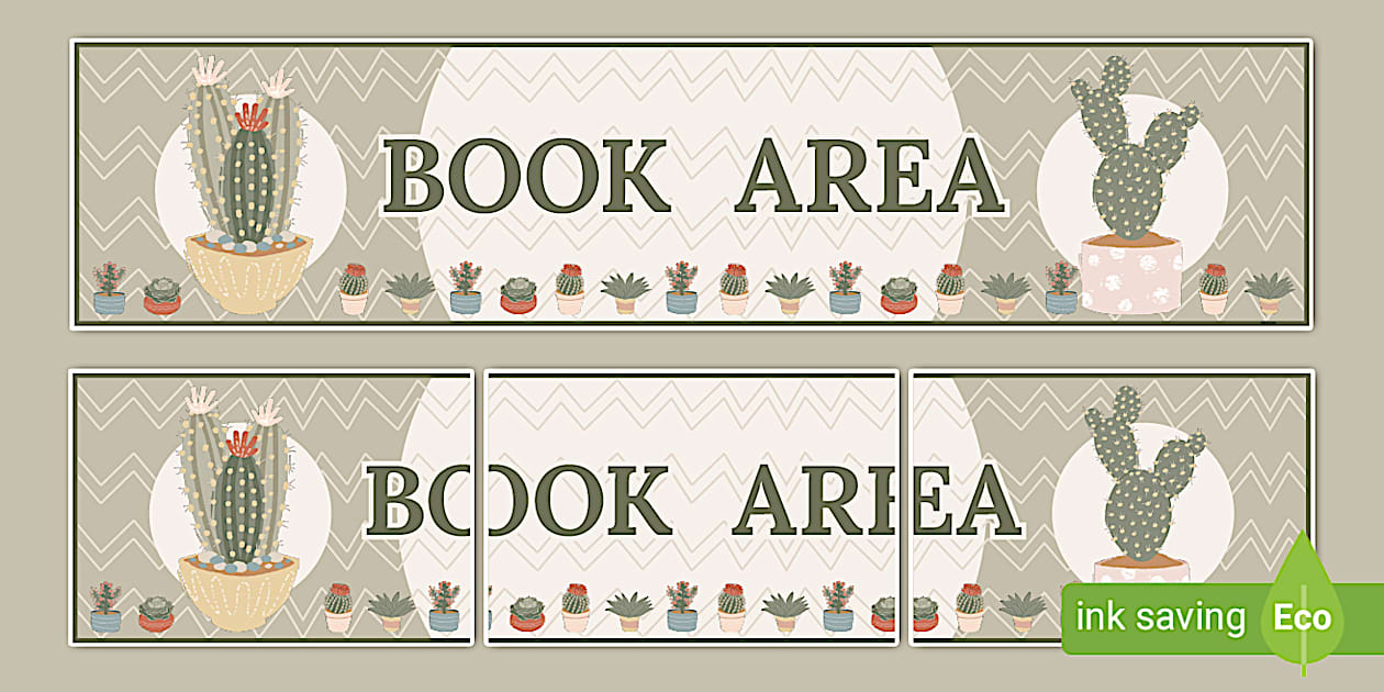 Succulents-Themed Book Area Display Banner (teacher made)