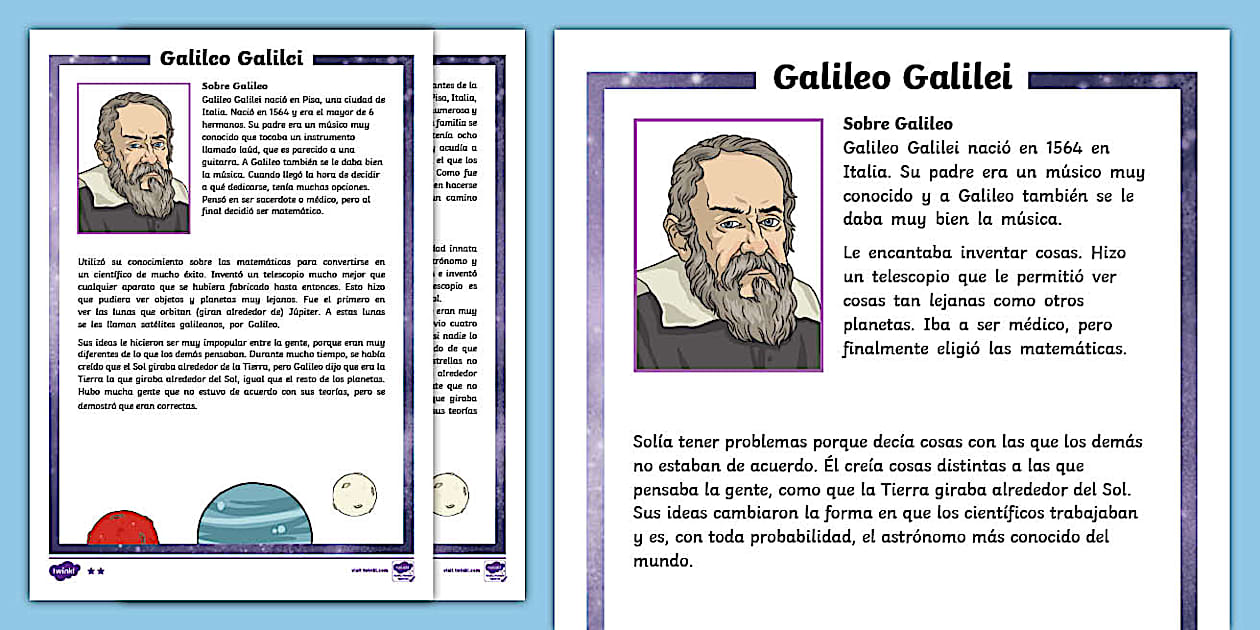 Hoja informativa por niveles: Galileo Galilei - Twinkl