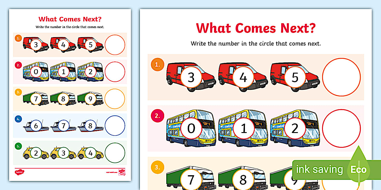 👉 What Number Comes Next? Transport-Themed Counting Activity