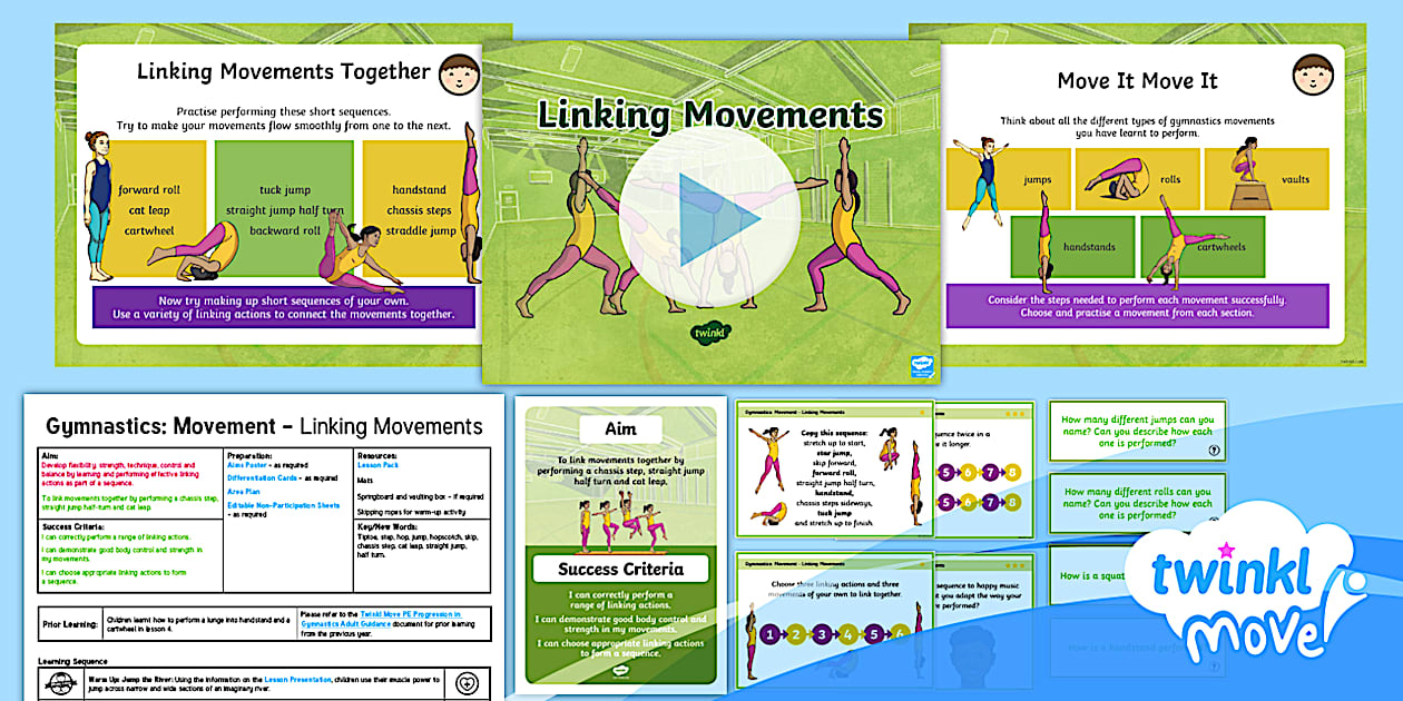 Linking Movements - Year 3 PE Gymnastics Lesson - Twinkl