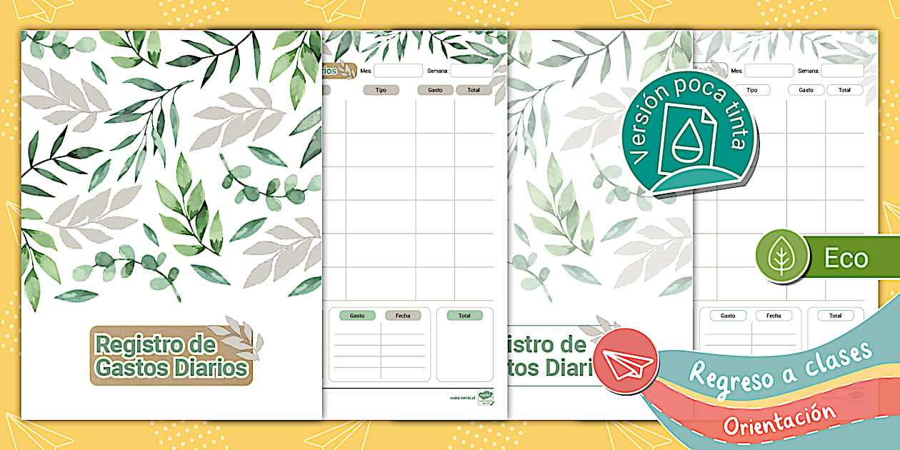 Registro de Gastos Diarios Versión Botánica - Twinkl