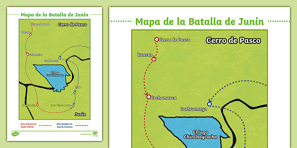 Lámina: Mapa de las rutas de las tropas de la Batalla de Junín