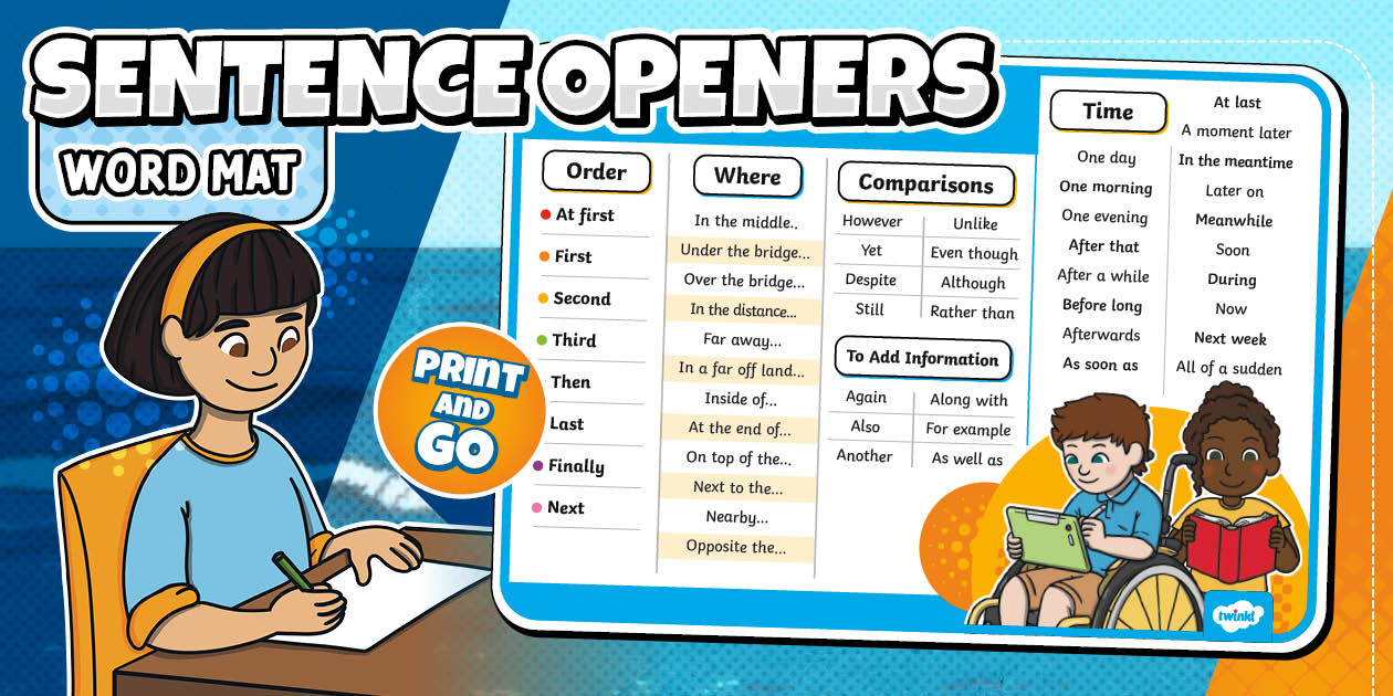 Sentence Starters | Word Mat | Literacy | Writing | Twinkl