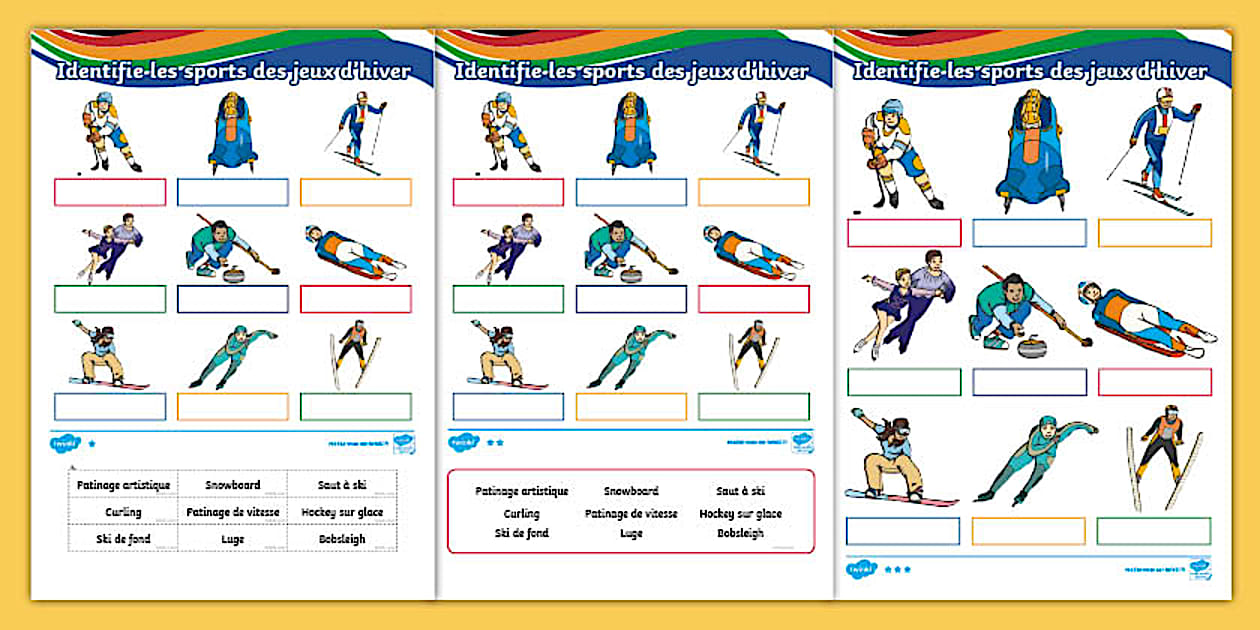 Identifie les sports des jeux olympiques d'hiver activité différenciée