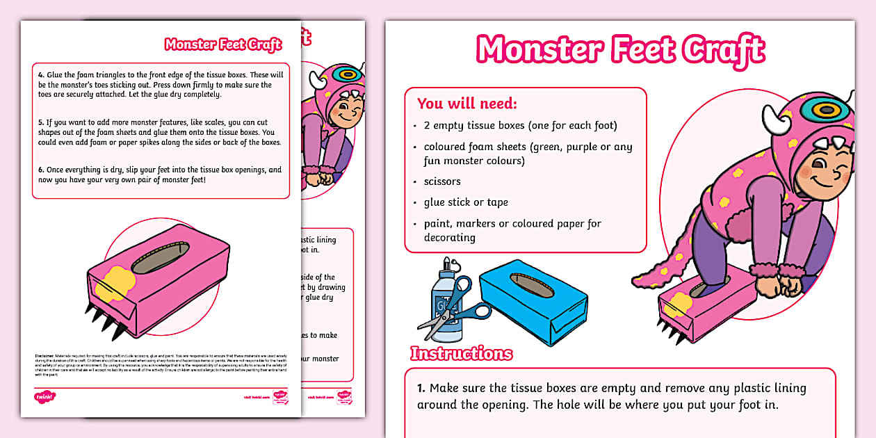 Monster Feet Craft Instructions (teacher made) - Twinkl