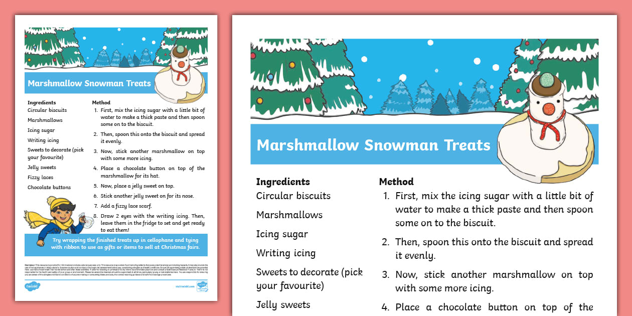Marshmallow Snowman Biscuit Recipe (teacher made) - Twinkl