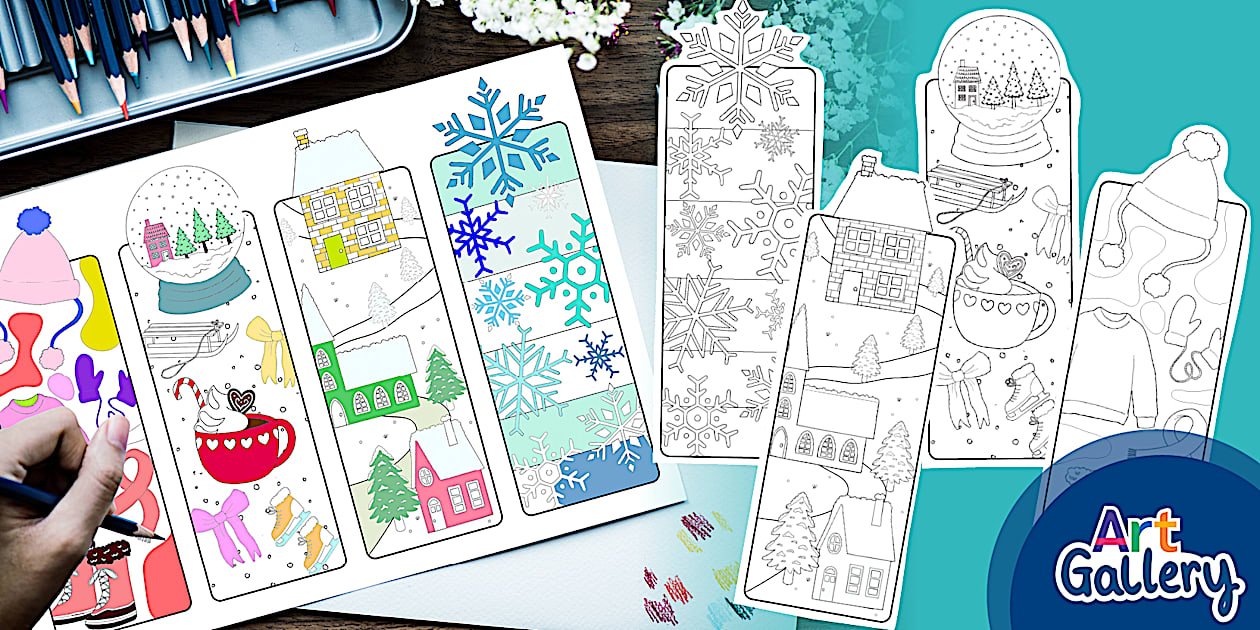 Winter Colouring Bookmarks | Twinkl Art Gallery