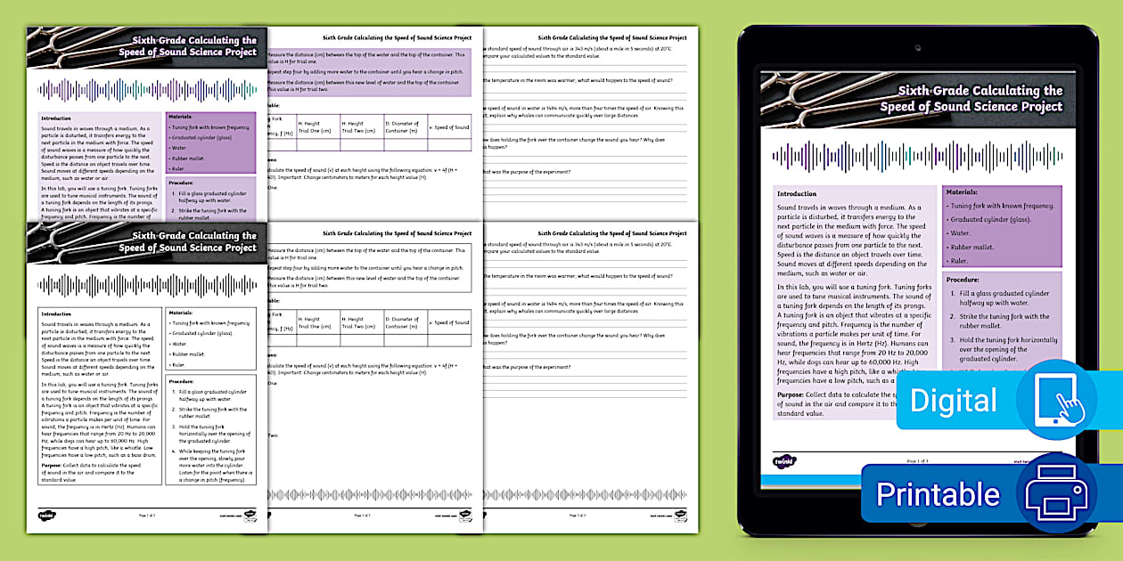 Speed of Sound activity | Sixth Grade Resource | Twinkl USA
