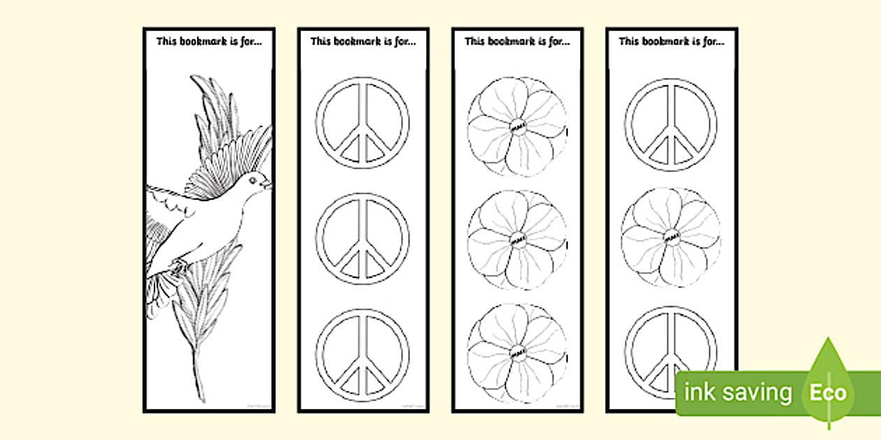 Peace Bookmarks to Colour In and Keep | Colouring Resources