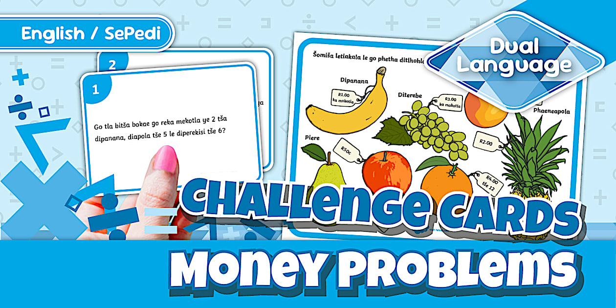 Grade 4 Maths Money Problems Challenge Cards - Sepedi