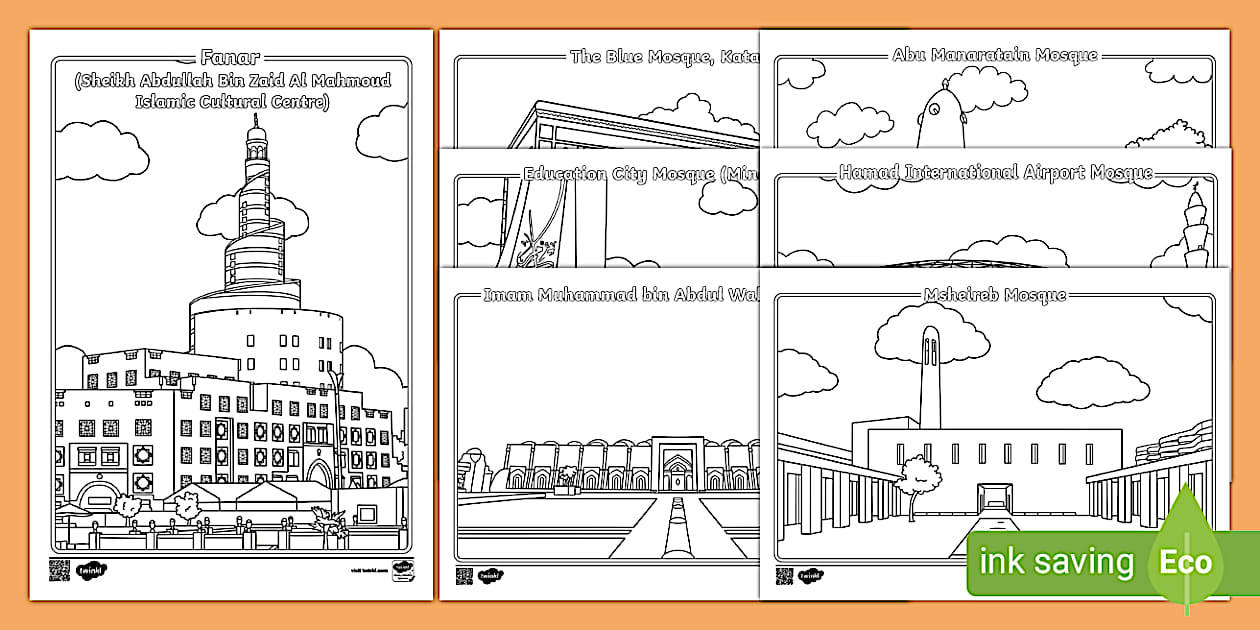 Mosques of Qatar Colouring Pages (teacher made) - Twinkl