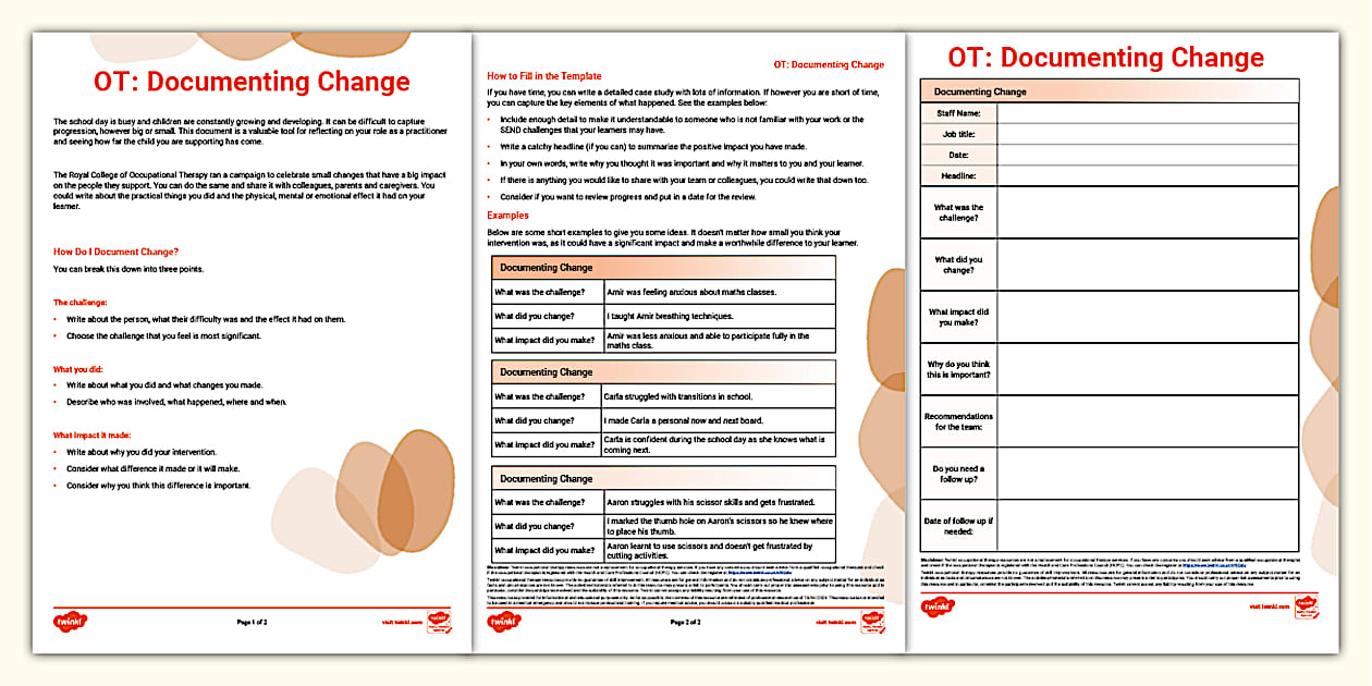 OT: Documenting Change (teacher made) - Twinkl