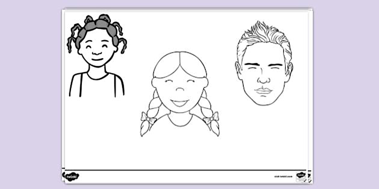 Colouring Page of People's Faces (teacher made) - Twinkl