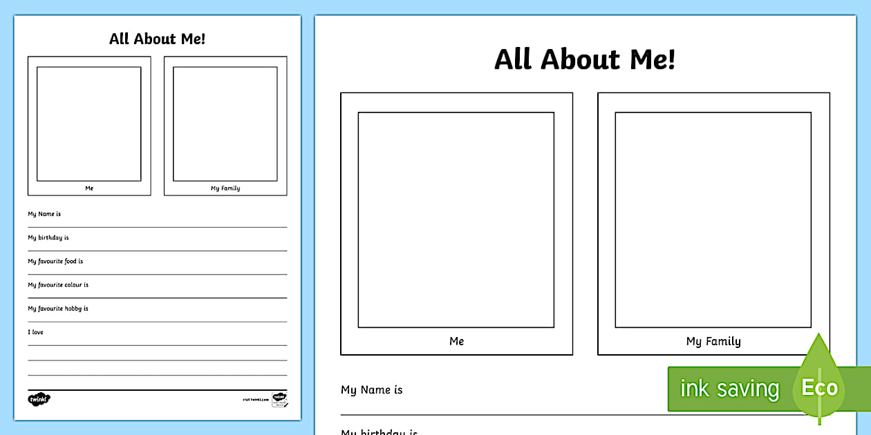 All About Me! Worksheet / Worksheet (teacher made) - Twinkl