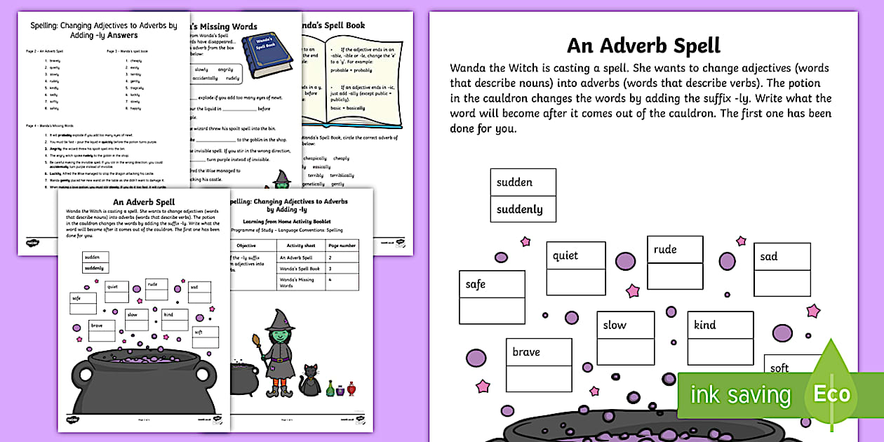 TAS Changing Adjectives to Adverbs by Adding -ly Activity Booklet