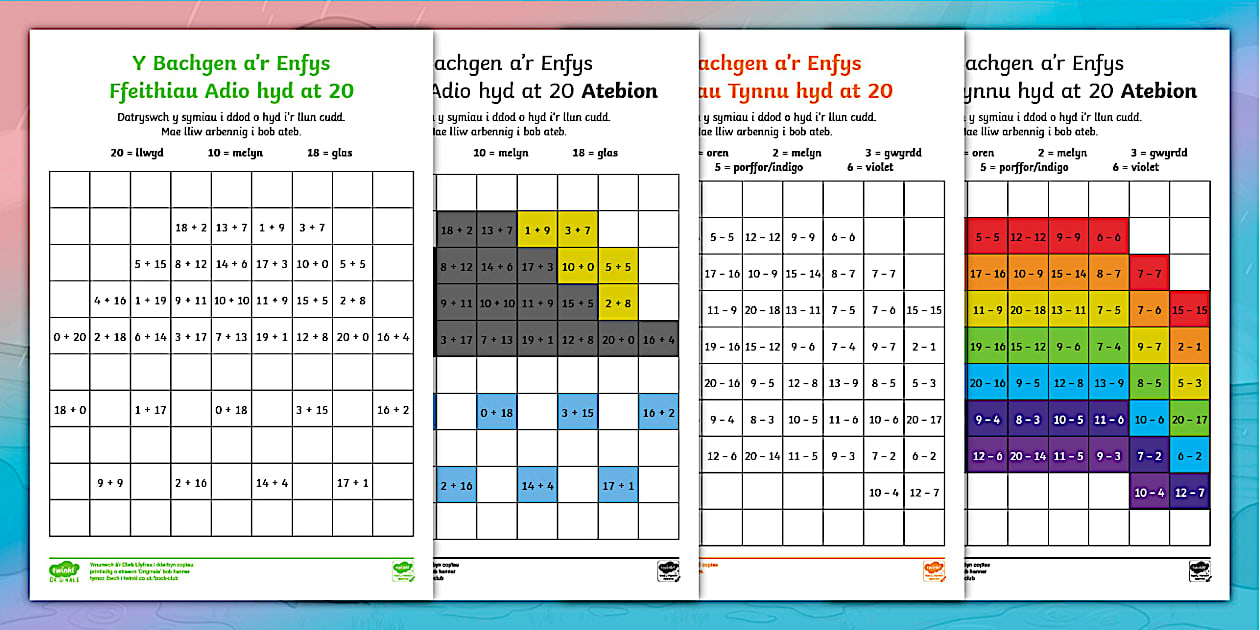 Y Bachgen a'r Enfys: Taflenni Gweithgaredd Adio a Thynnu