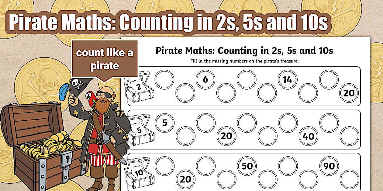 Pirate Maths: Counting in 2s,5s and 10s Activity Sheet