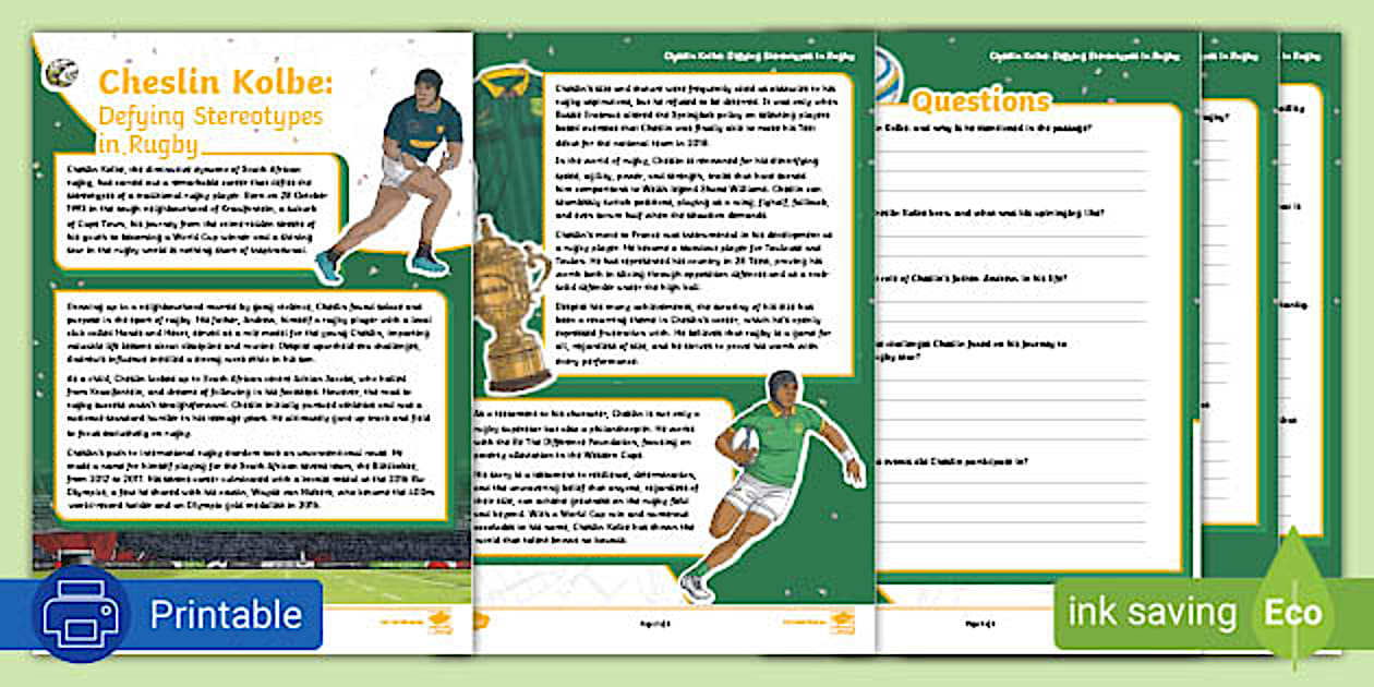 Cheslin Kolbe - Defying Stereotypes in Rugby (teacher made)